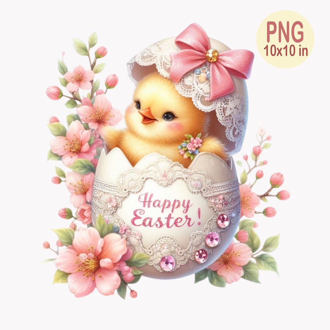 Easter Egg Clipart, Chick Clipart, 10 Watercolor PNG, Baby Chicken ...