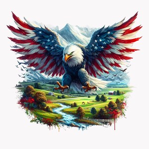Patriotic Eagle Clipart, American Flag PNG, Veterans Day, Freedom ...