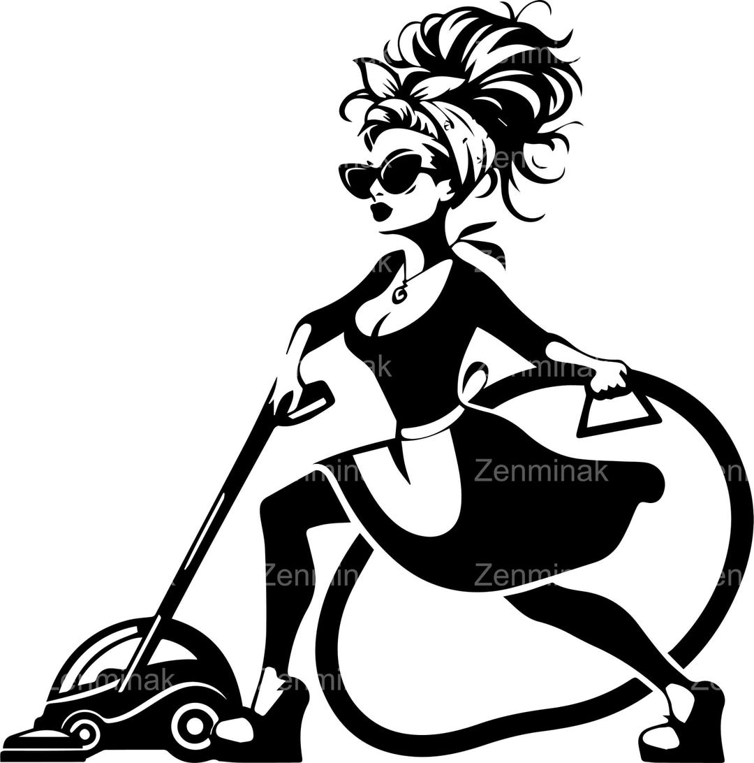 5 SVG Housewife SVG, Retro Cleaning Lady Cut File, Glamorous Vacuuming ...