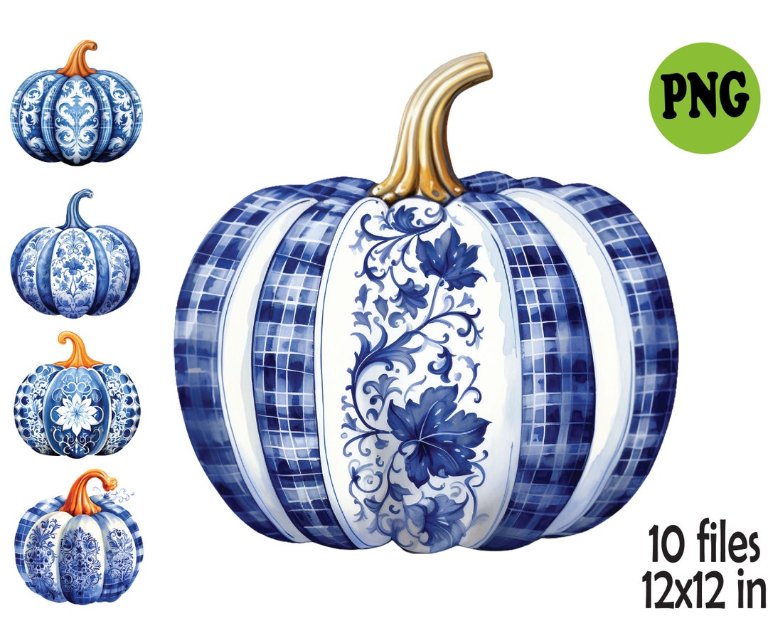 Watercolor Blue Pumpkin Clipart Illustration PNG - Etsy