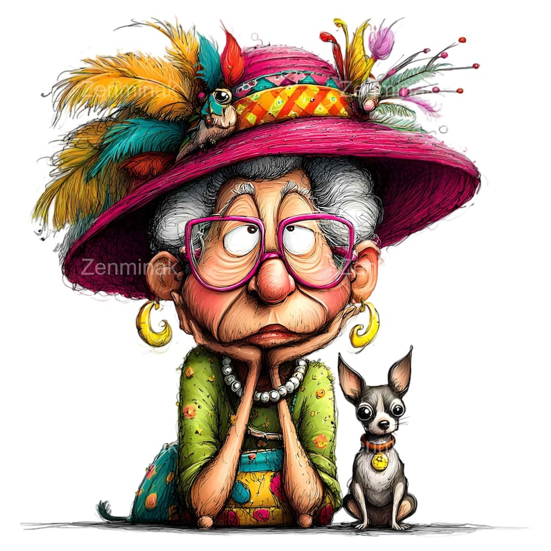 16 png-afbeelding Grumpy Lady – grappige oude vrouw met grote hoed en ...