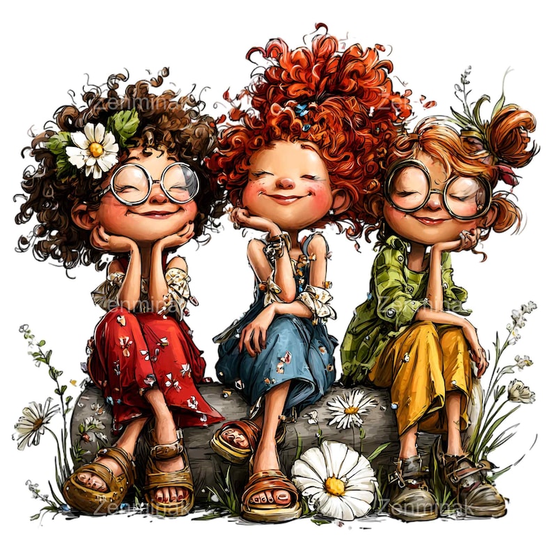 14 PNG Friends Clipart Watercolor Girls, Three Sisters Illustration - Etsy