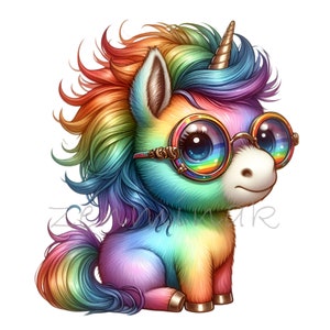15 PNG Rainbow Unicorn Clipart – Cute Unicorn PNG With Glasses ...