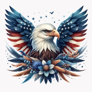Patriotic Eagle Clipart, American Flag PNG, Veterans Day, Freedom ...