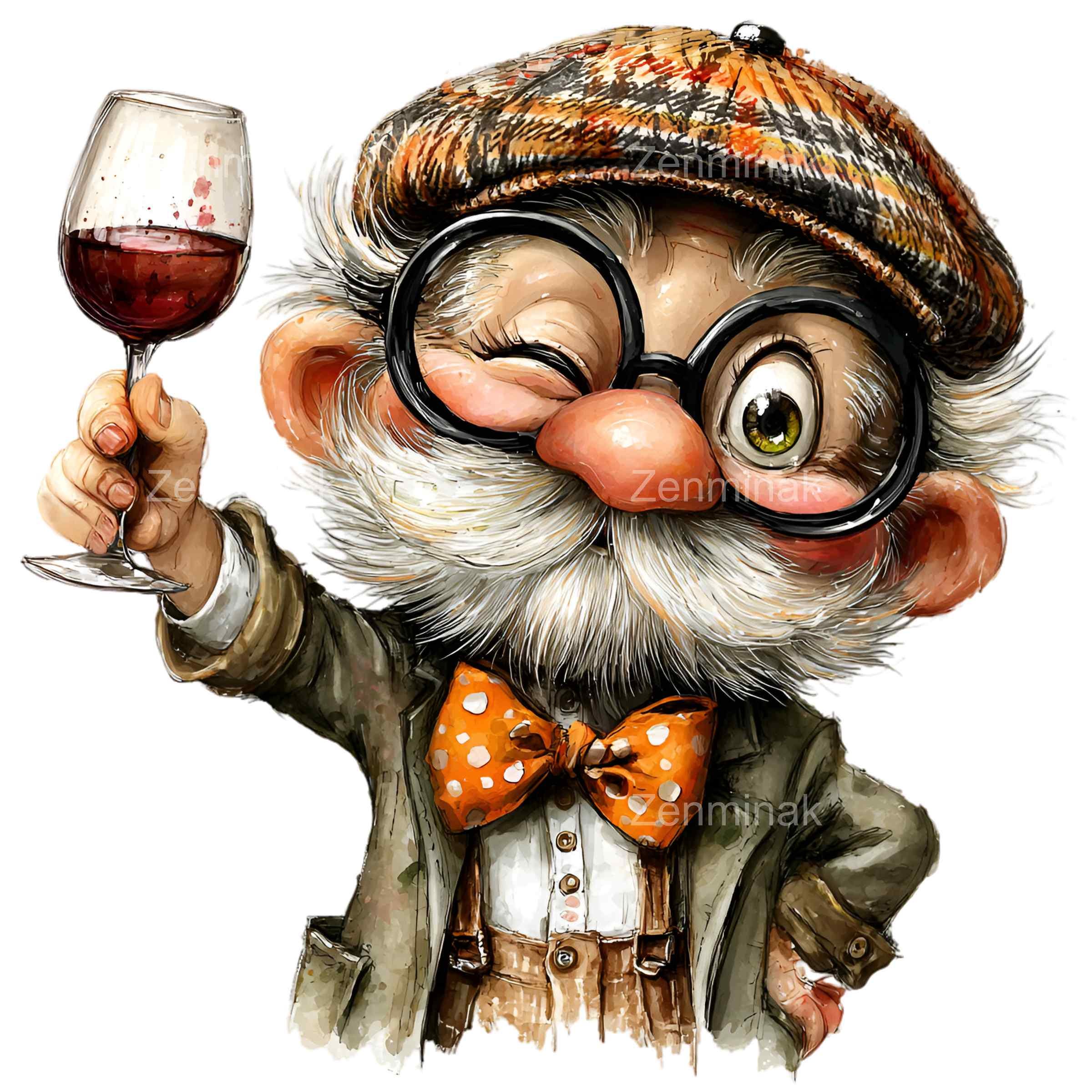 15 PNG Funny Grandpa Clipart – Old Man With Wine Glass PNG for Party ...