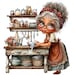 19 PNG Funny Grandma Kitchen Clipart – Cartoon Housewife PNG ...