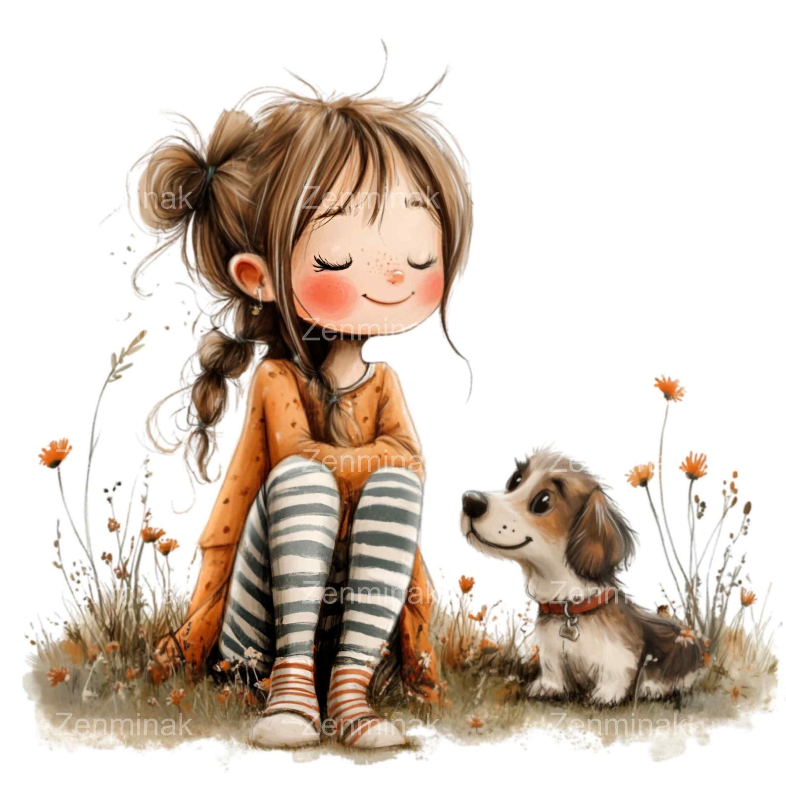 Cute Girl With Puppies PNG Clipart, 10 Whimsical Child and Dog ...