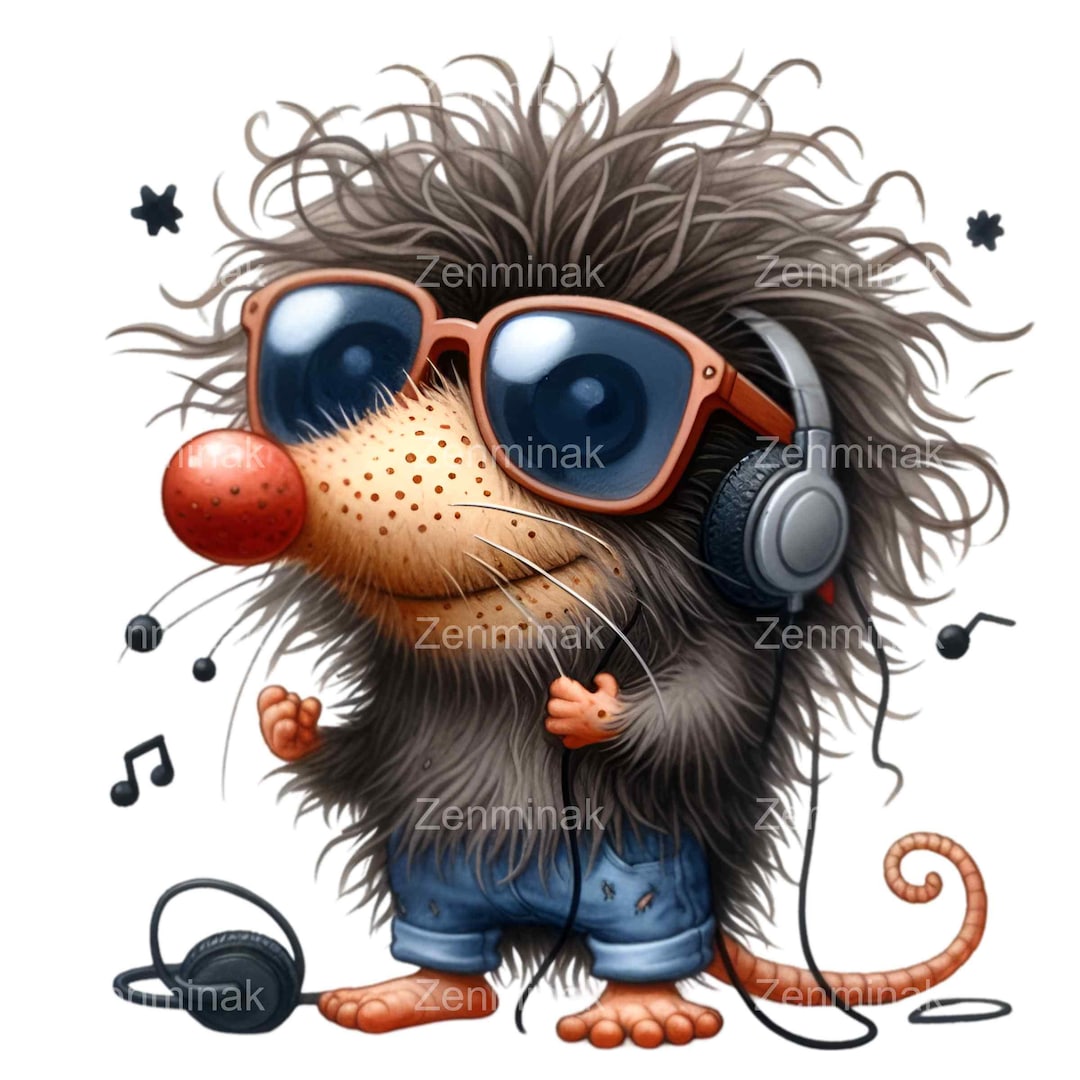 Cool Mole With Headphones PNG, 15 Music Lover Animal Clipart, Funny ...