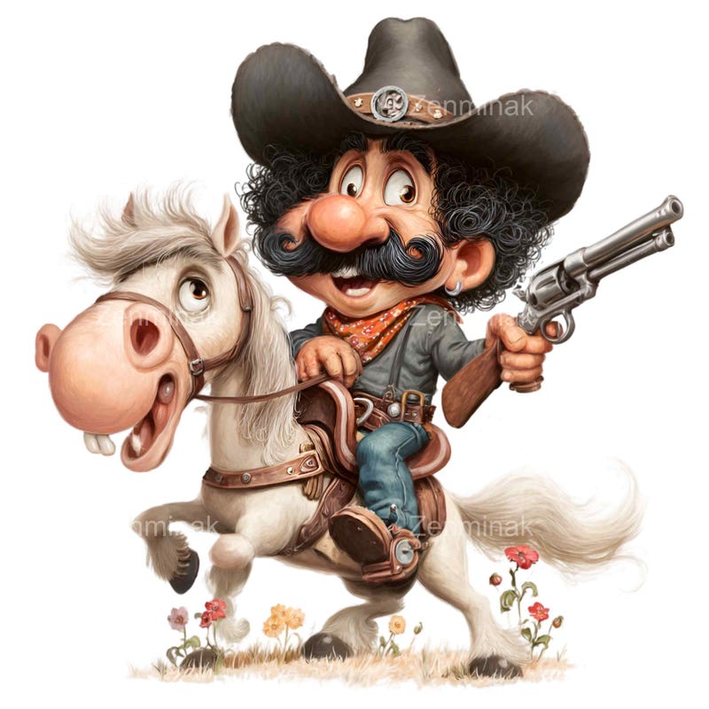 Cartoon Cowboy - Etsy