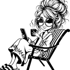 7 SVG Coffee SVG – Relaxed Woman Cut File – Funny Garden Clipart for ...