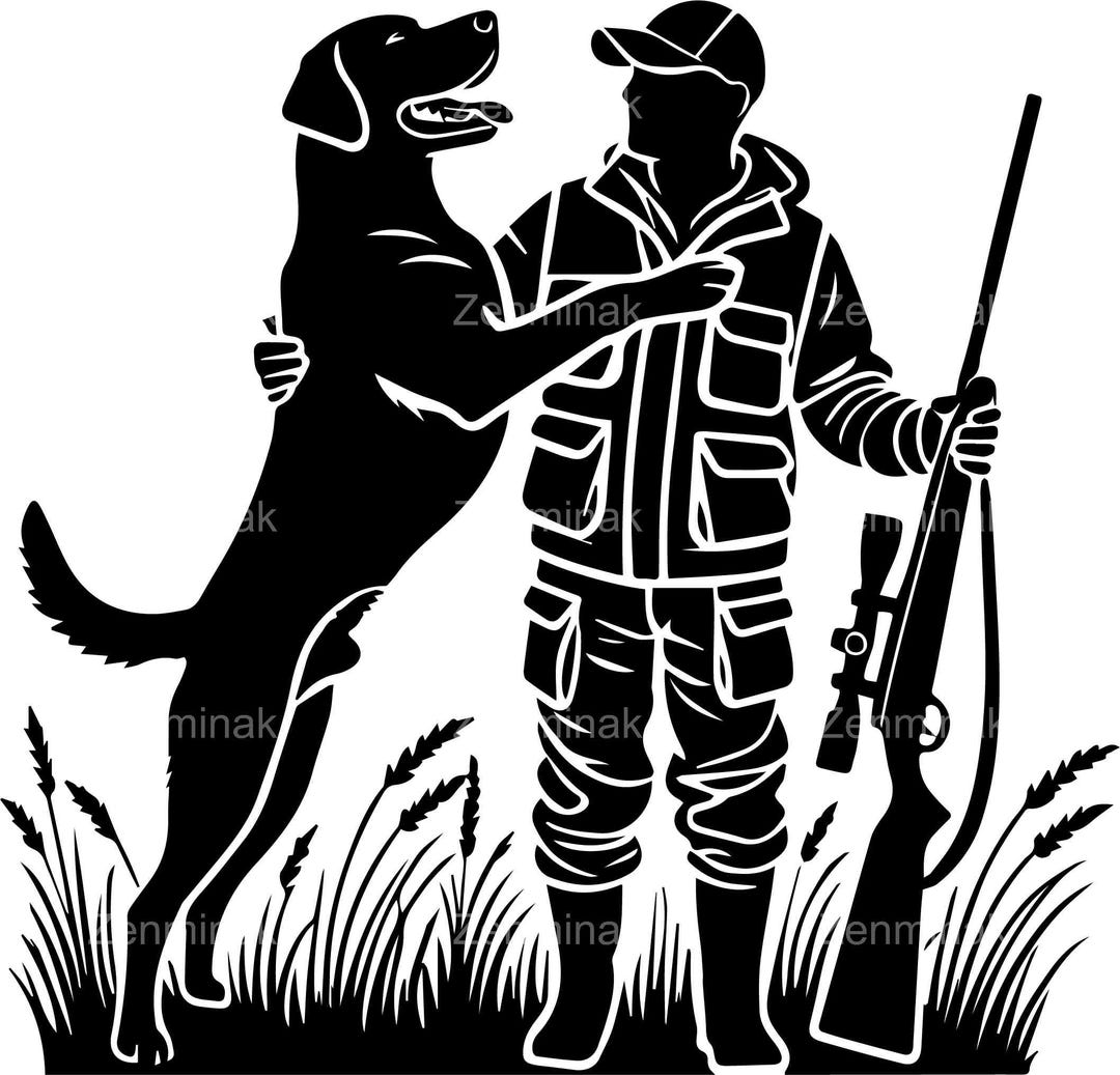 5 SVG Hunter With Dog, Hunting Scene Labrador Retriever - Etsy