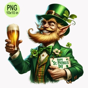 Leprechaun Clipart, St. Patricks Day Clipart Illustration, Clover ...