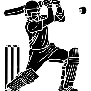 10 Cricket Player SVG Cut File, Batsman Silhouette With Ball and ...