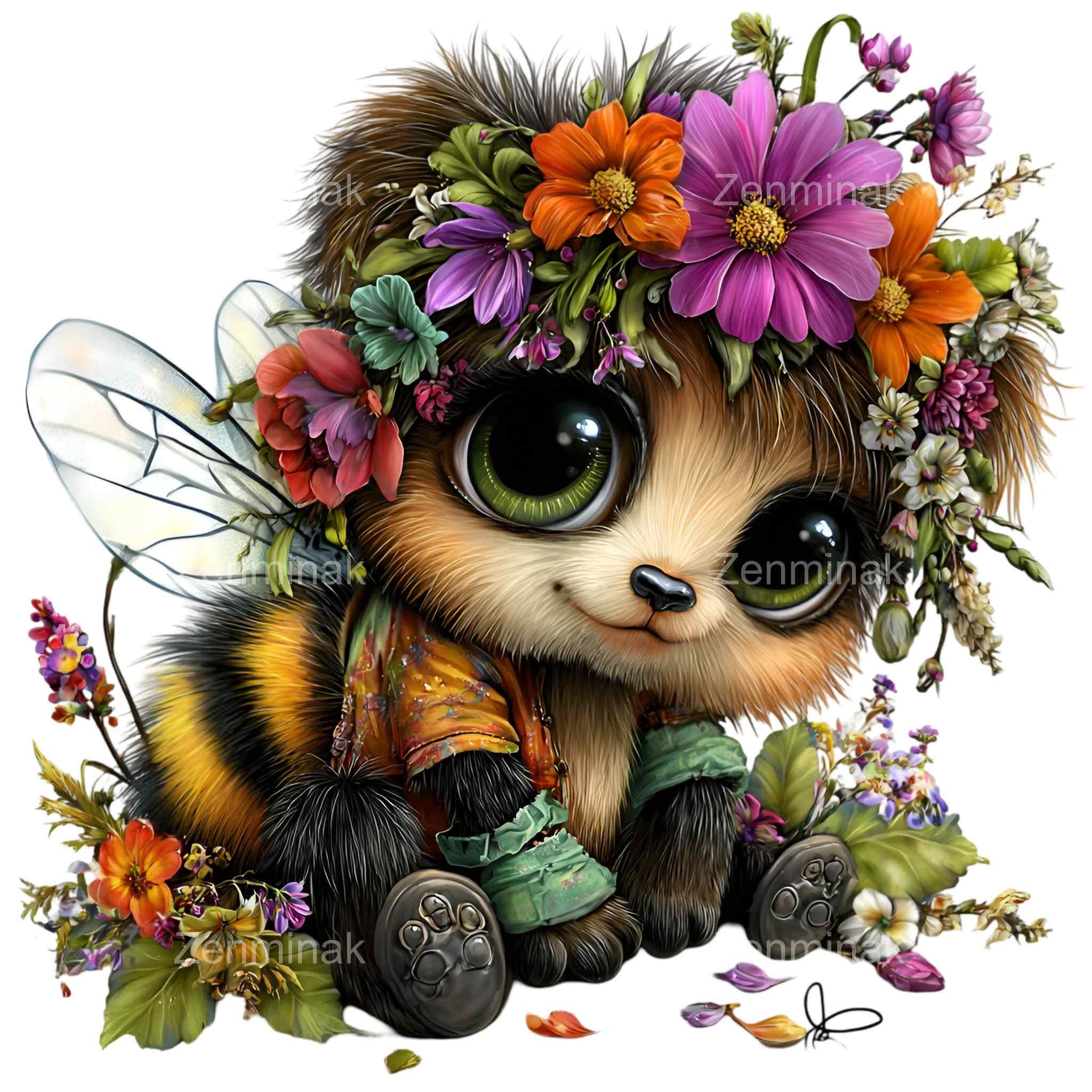 12 PNG Bumblebee Bear Clipart – Cute Bee Animal PNG – Spring Woodland ...