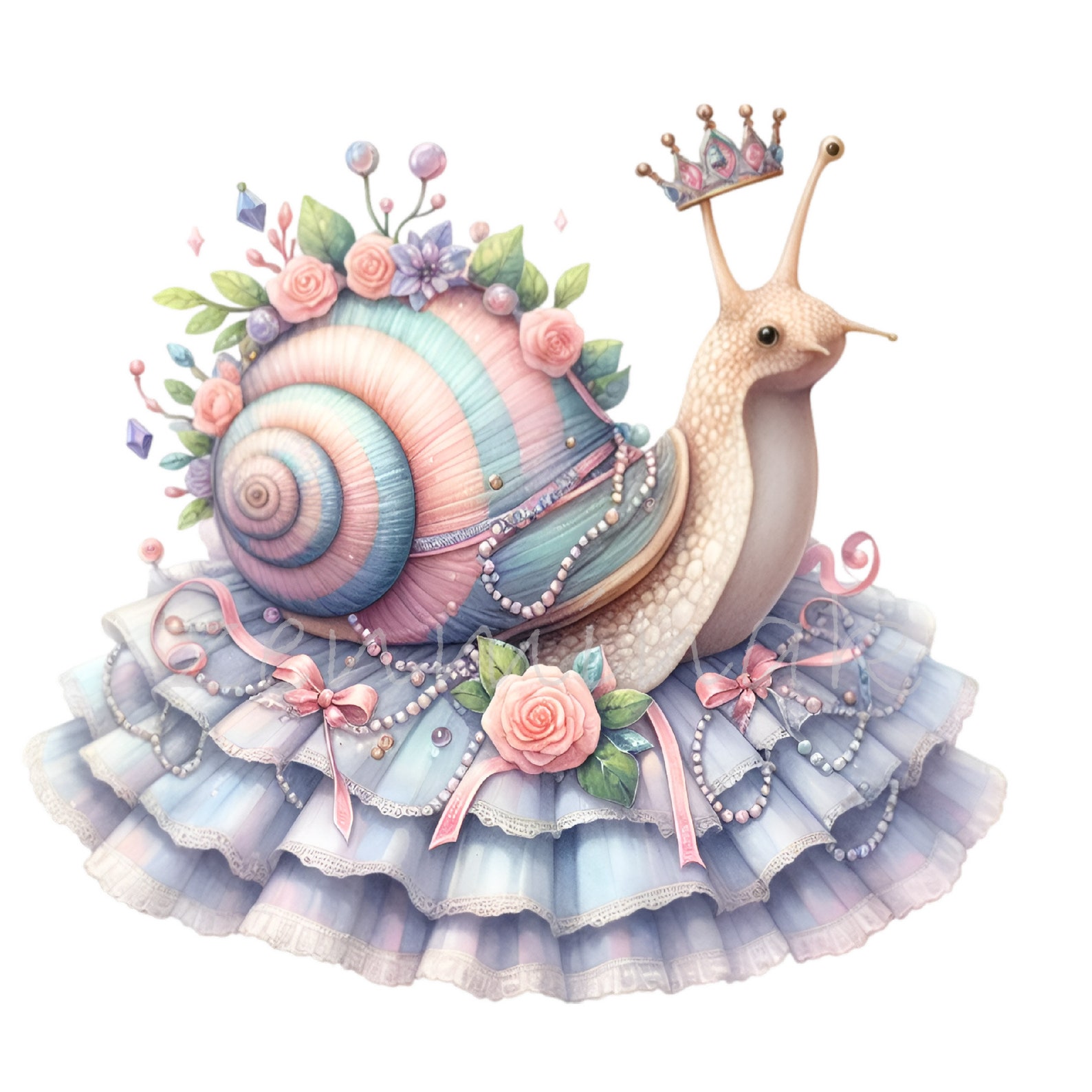 Princess Snail Clipart 14 PNG Adorable Cartoon Snail With Crown and ...