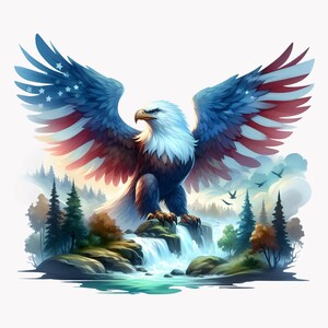 Patriotic Eagle Clipart, American Flag PNG, Veterans Day, Freedom ...