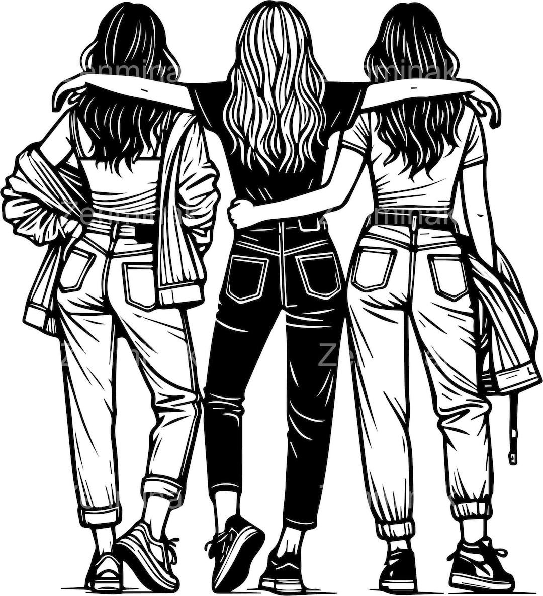 5 SVG Three Girls SVG Cut File – Hugging Women From Behind – Cricut ...