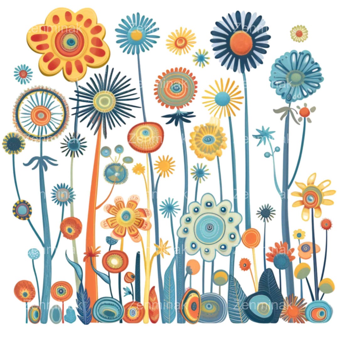 20 Fantasy Floral Clip Art PNG, Abstract Dandelion Illustration ...