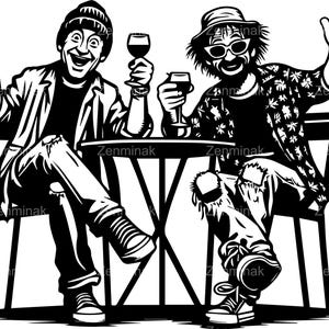 5 SVG Funny Men With Beer SVG, Two Friends Toasting at Table With Pints ...