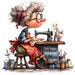 14 PNG Sewing Grandma – Funny Cartoon Lady at Sewing Machine PNG ...