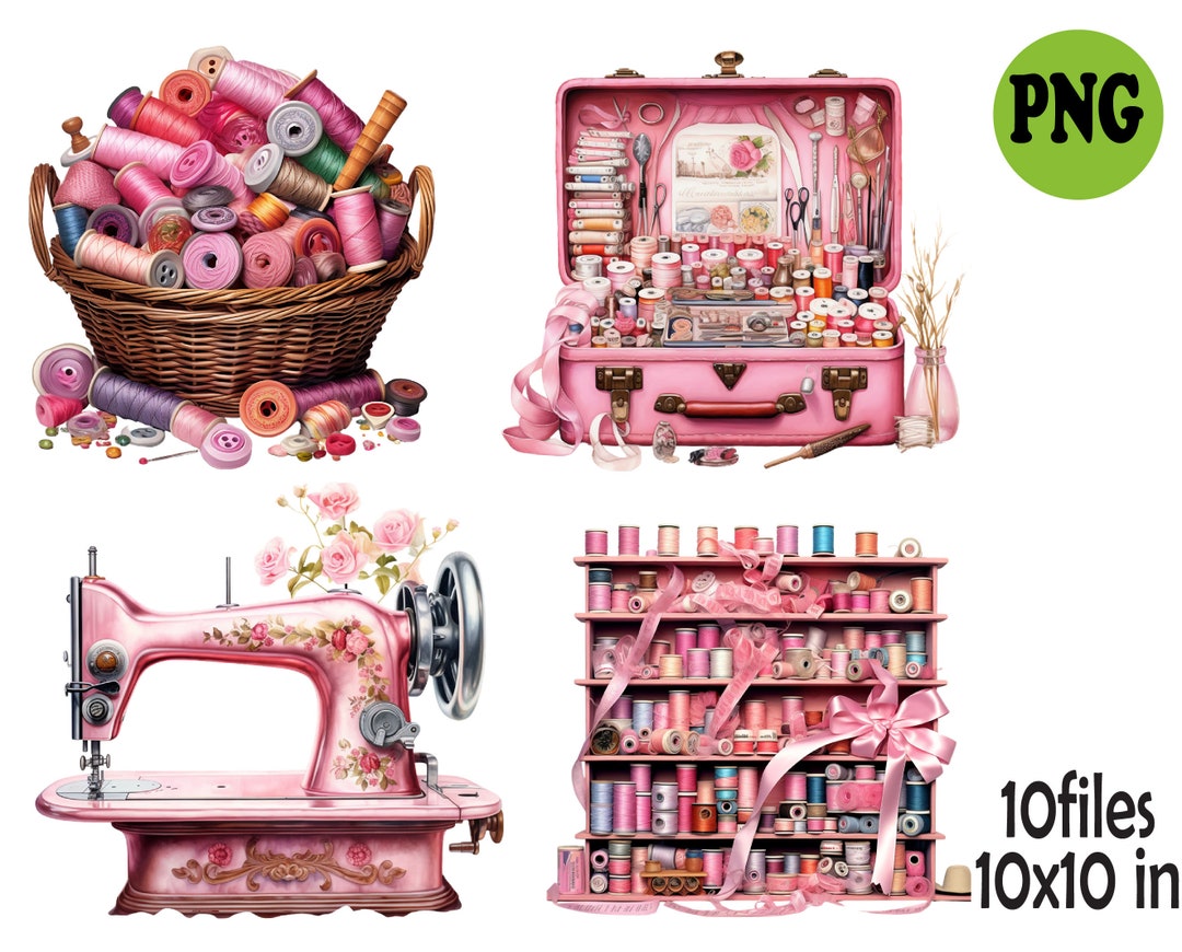 Pink Sewing Clipart Illustration PNG, Watercolor Vintage Tailoring ...