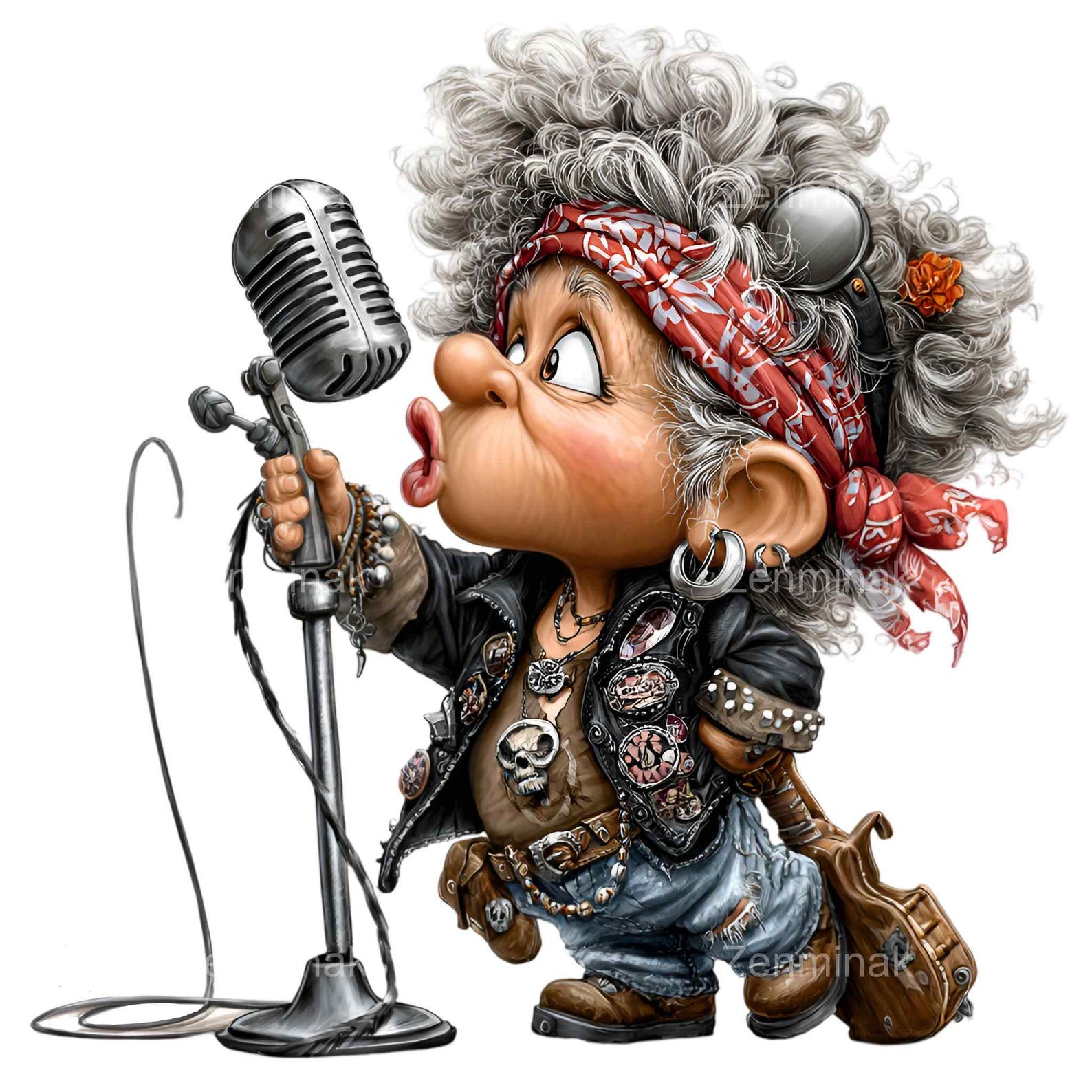 14 PNG Rockstar Grandma – Funny Singing Old Lady Clipart With ...