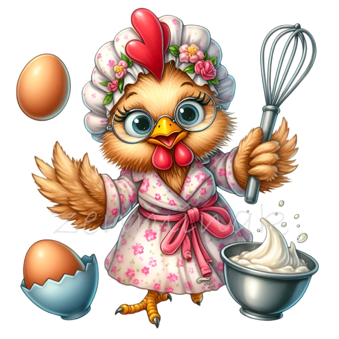 Chicken Clip Art, 14 PNG Baking Funny Farm Kitchen Towel Design ...