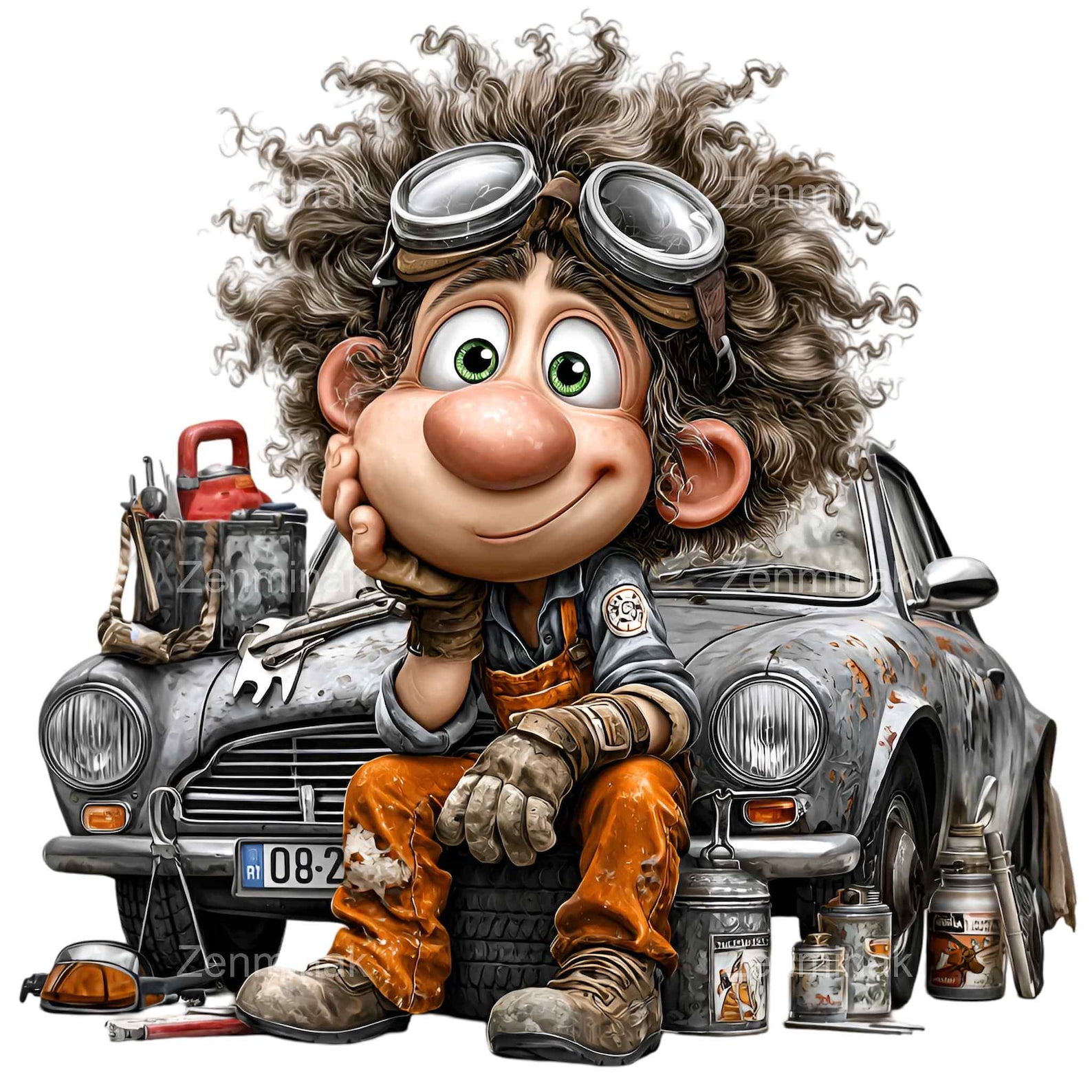 16 PNG Red-haired Mechanic Boy – Funny Cartoon Car Repair Clipart for ...
