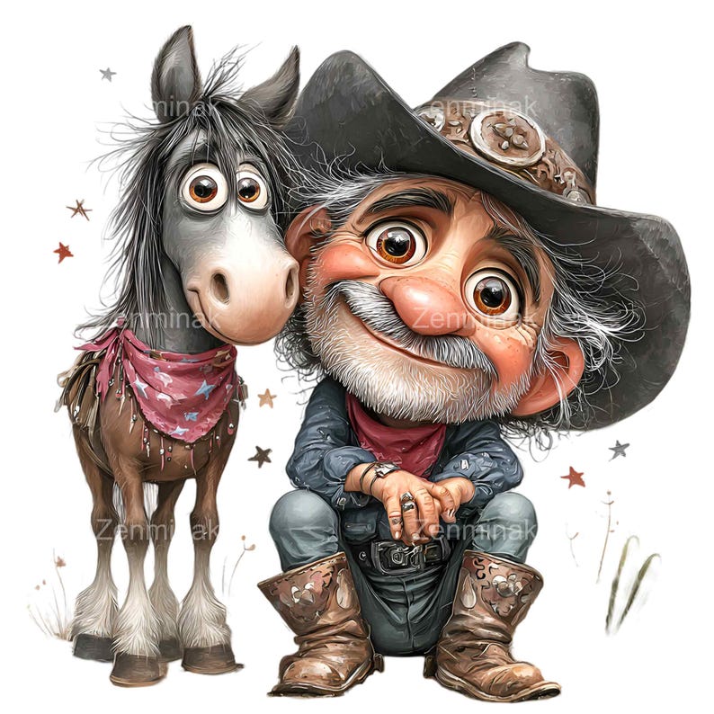 15 PNG Desert Cowboy Clipart – Funny Old West PNG – Grinning Cowboy ...