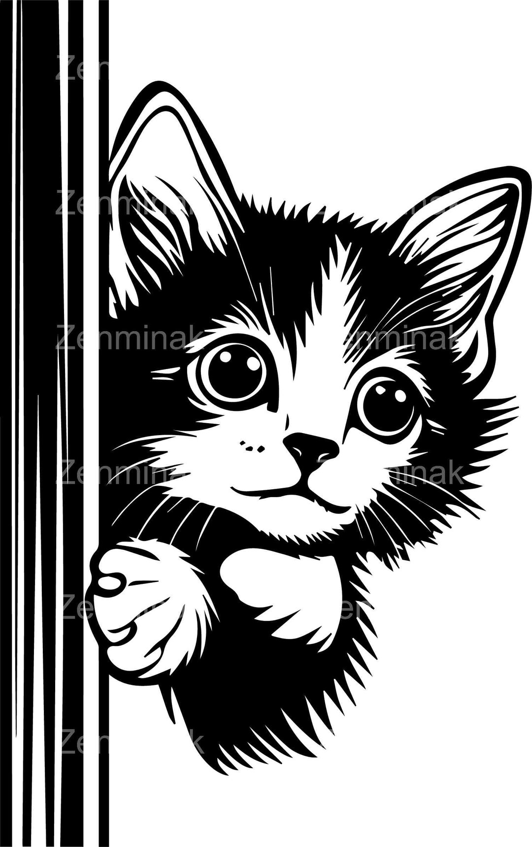 4 Peeking Cat SVG, Cute Cat Outline Cut File, Feline Clipart for Cricut ...