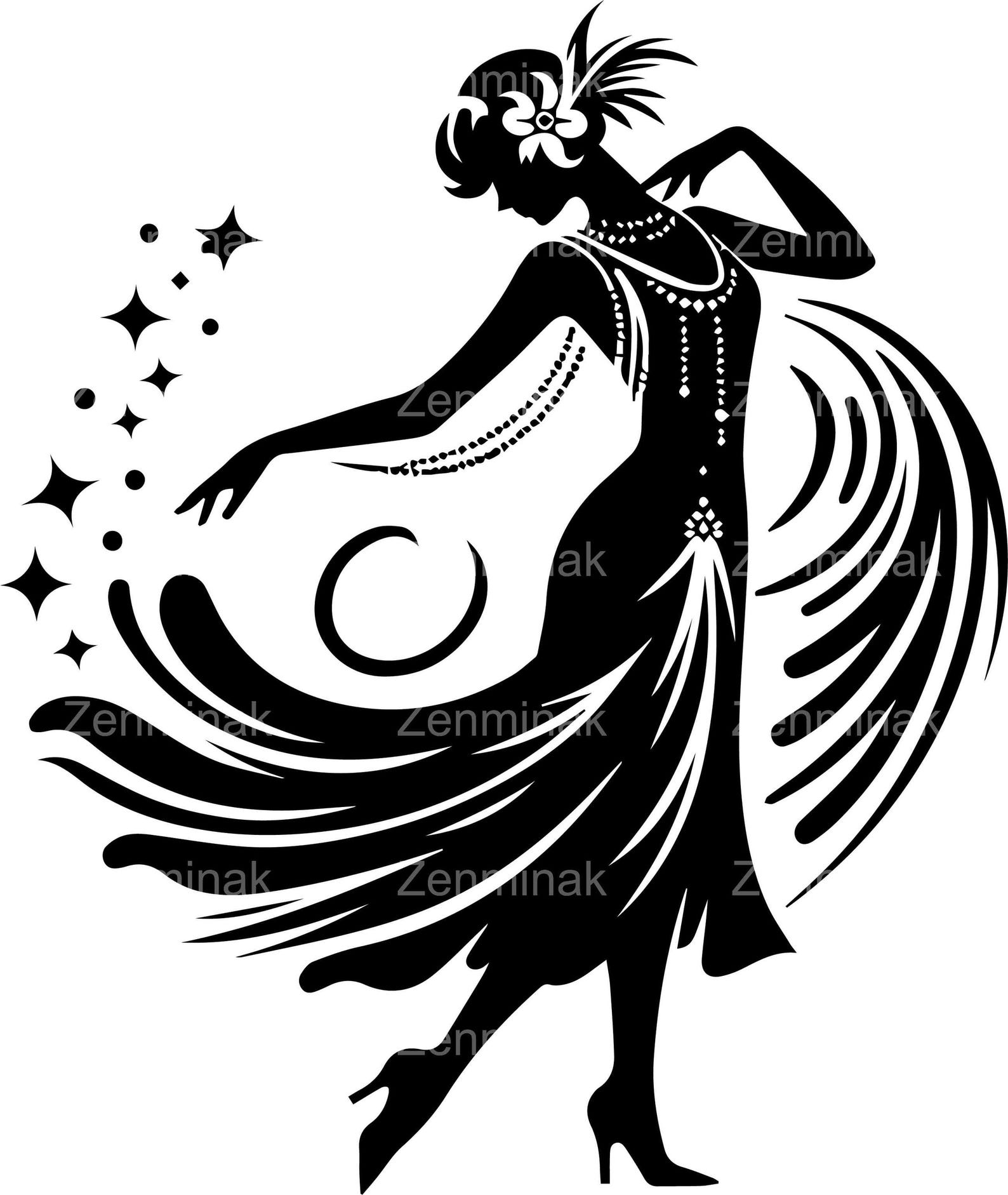 8 SVG Retro Dancer SVG Cut File – Flapper Woman in Fringe Dress With ...