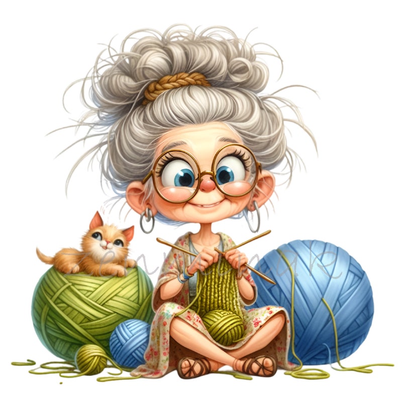 Clipart Lady Knitting - Etsy UK