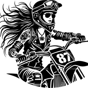 6 SVG Motorcycle Woman SVG – Biker Girl Riding Vector – Cool Rider ...