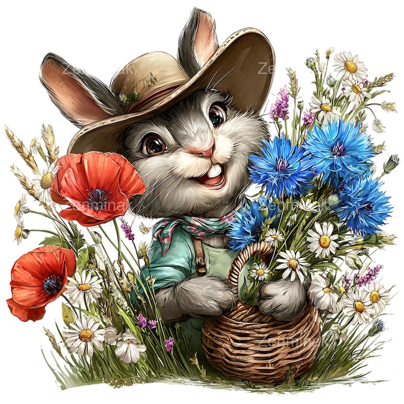 15 PNG Spring Bunny Clipart – Cute Rabbit PNG Illustration – Happy ...
