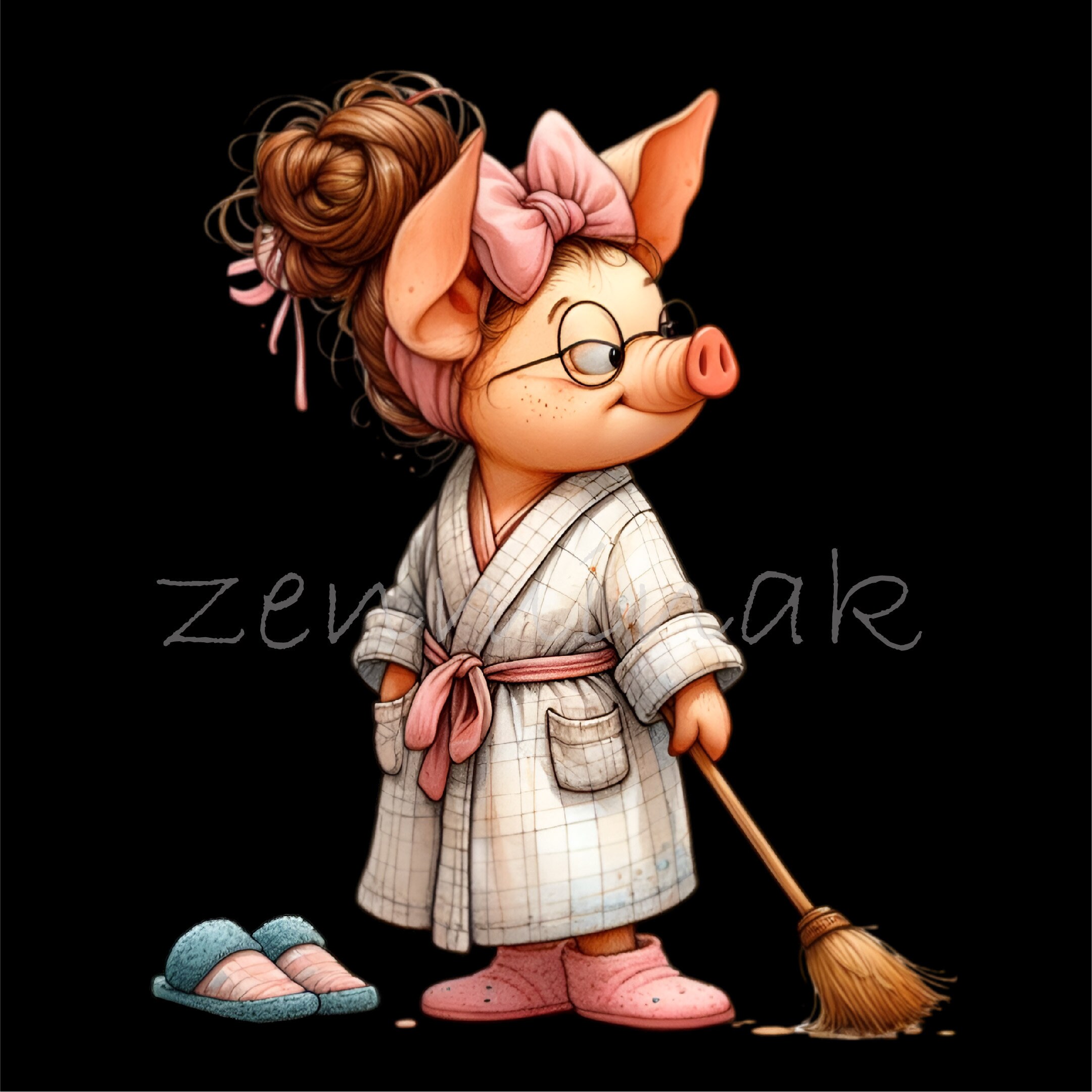 12 PNG Funny Pig Clipart – Cleaning House PNG, Cute Farm Animal Cartoon ...