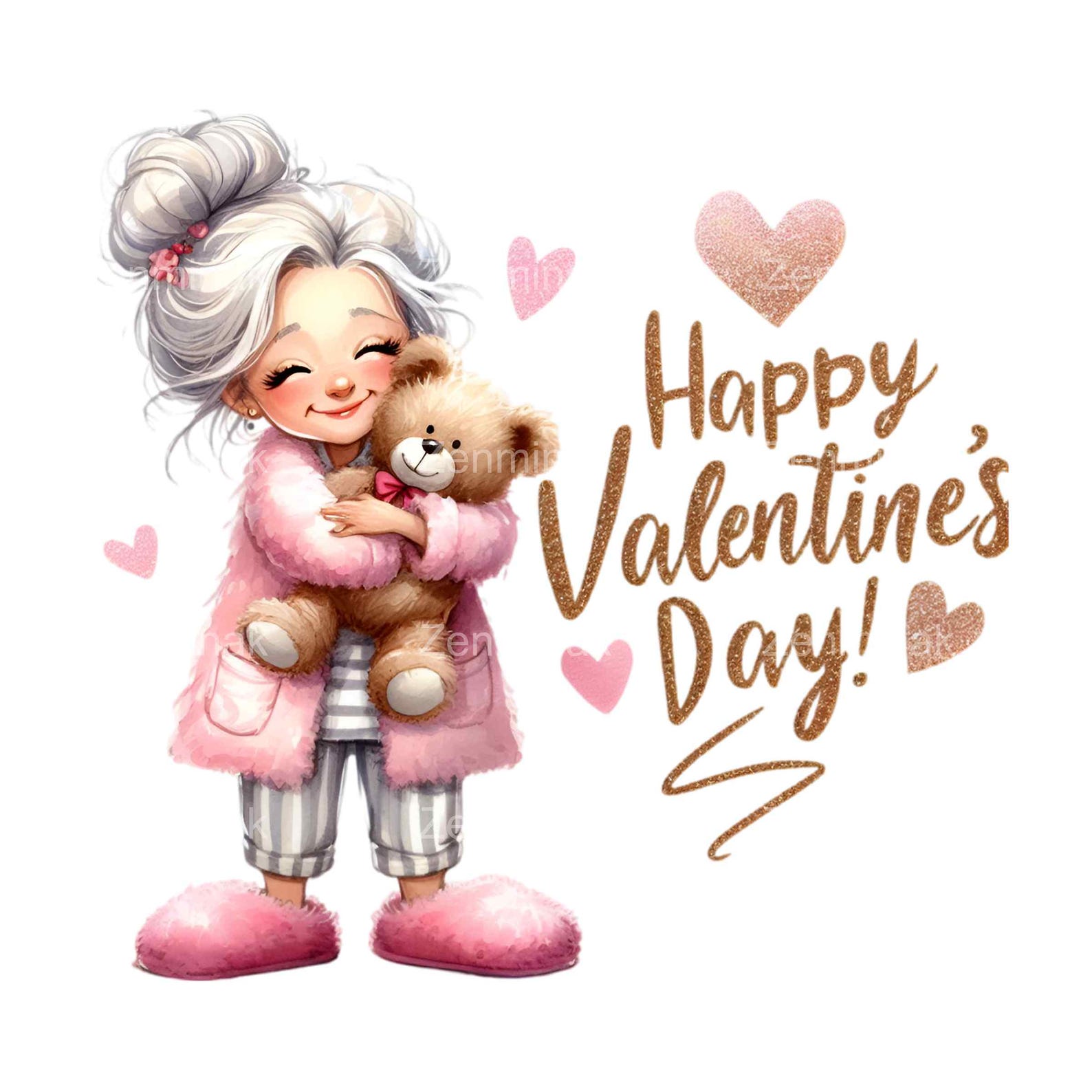 14 PNG Valentine’s Day Grandma Clipart – Funny Old Lady With Rose PNG ...