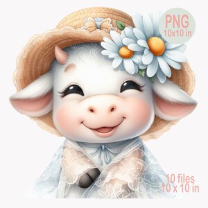 Baby Cow Clipart, Watercolor Cow PNG, Baby Shower PNG, Newborn Wall Art ...