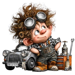 16 PNG Red-haired Mechanic Boy – Funny Cartoon Car Repair Clipart for ...