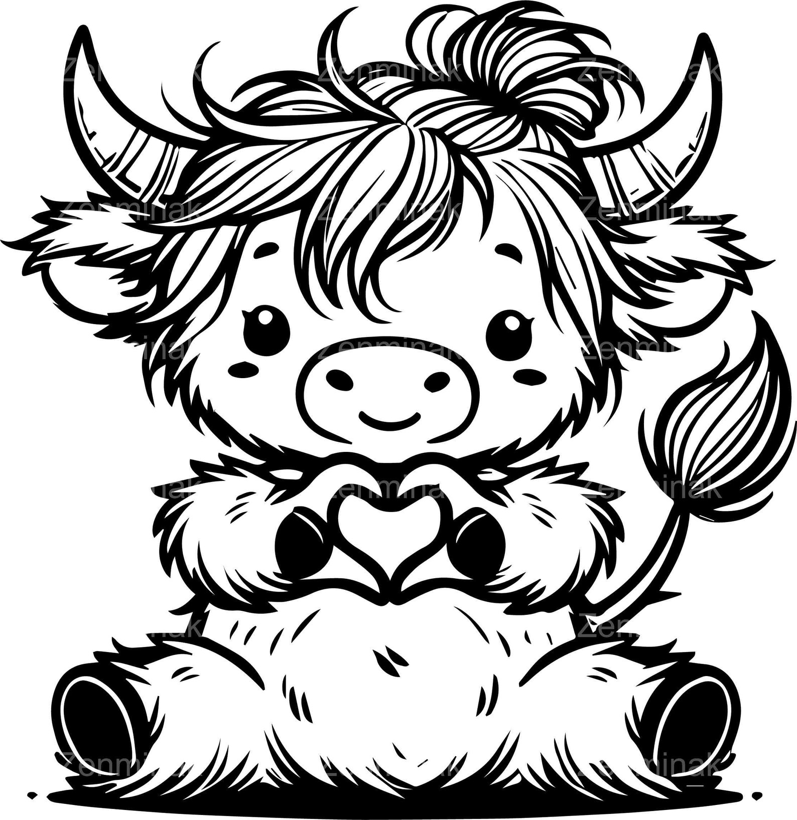 4 SVG Cute Cow SVG – Baby Calf With Heart Clipart – Farm Animal ...
