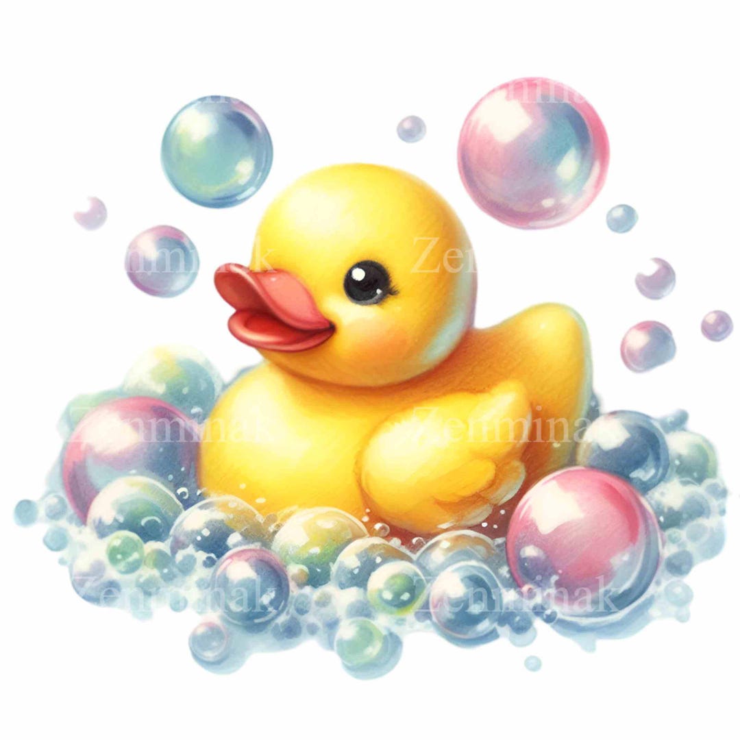 Cute Rubber Duck With Bubbles PNG 18 Adorable Bath Time Digital Art for ...