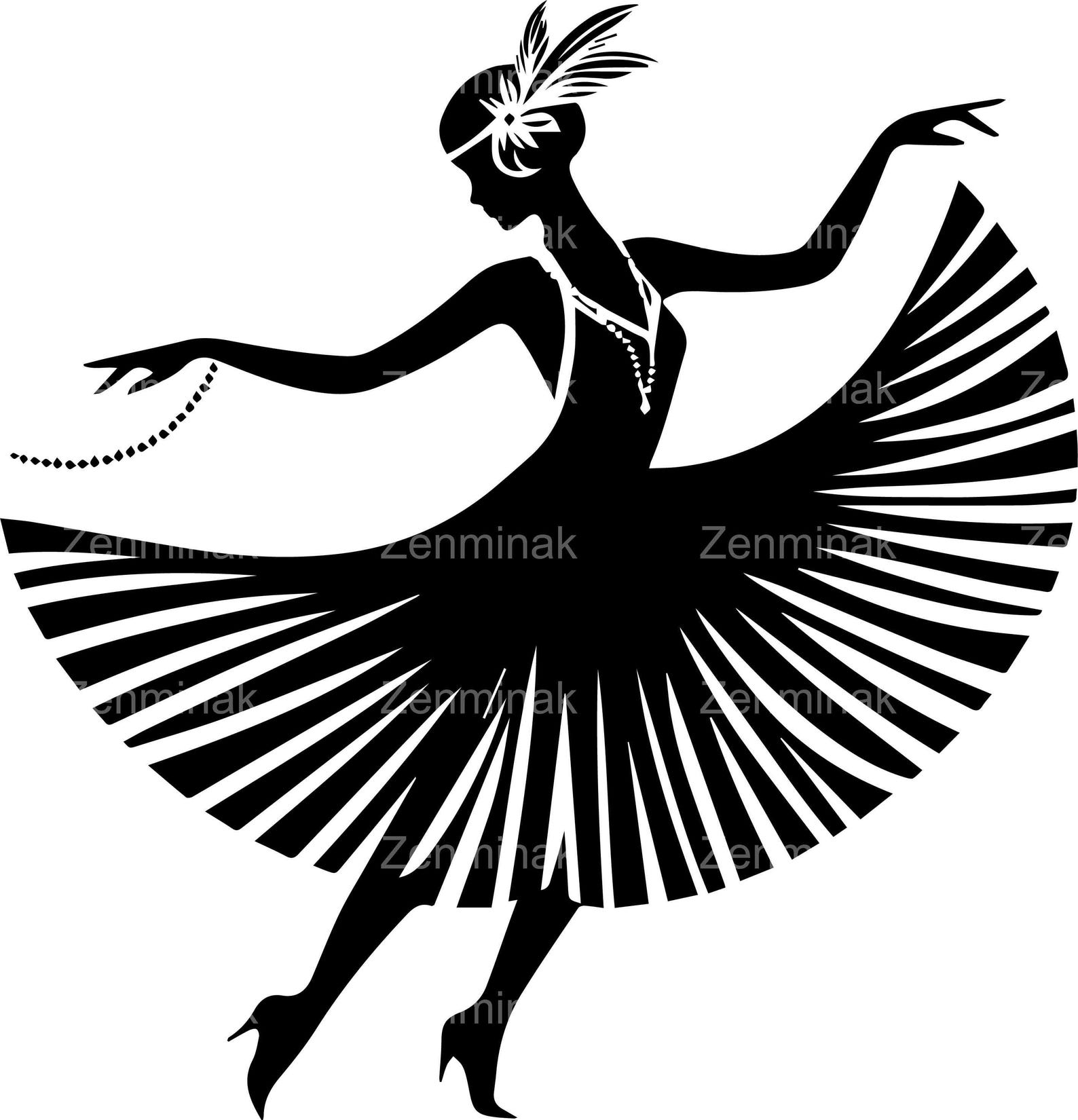 8 SVG Retro Dancer SVG Cut File – Flapper Woman in Fringe Dress With ...