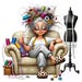 15 PNG Funny Sewing Lady – Crazy Seamstress Clipart – Humorous Crafting ...
