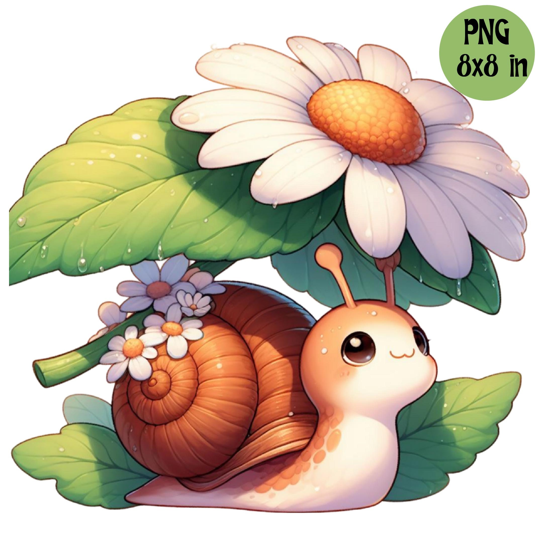 15 PNG Snail With Leaf Umbrella, Daisy Garden Clipart, Nature ...