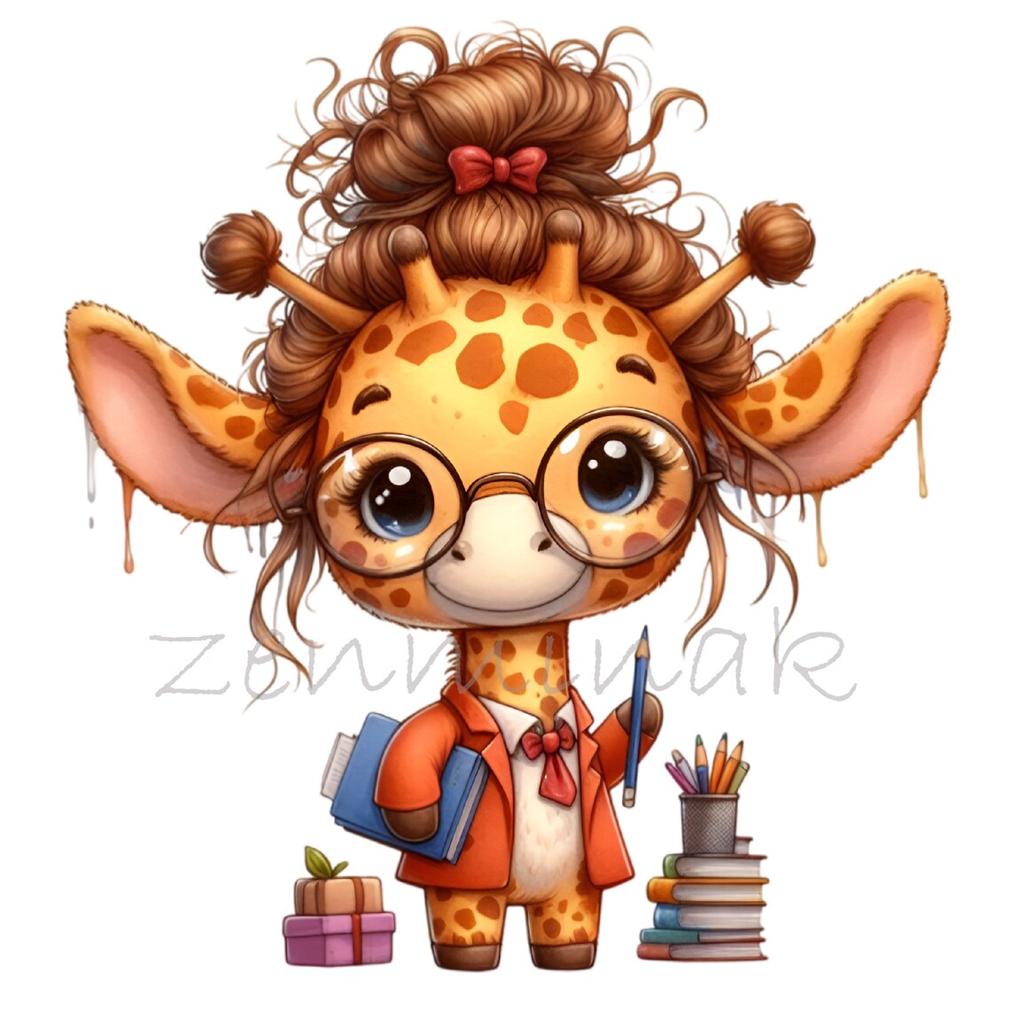 15 PNG Teacher Giraffe Clipart – PNG Cute Animal Illustration – School ...