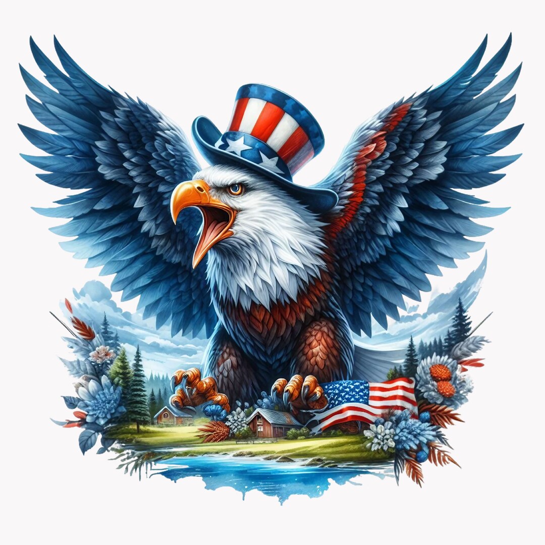 Patriotic Eagle Clipart, American Flag PNG, Veterans Day, Freedom ...