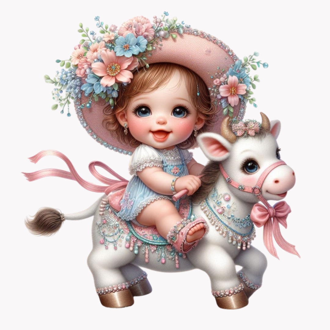 Baby Cow Clipart, Baby Girl PNG, Newborn Wall Art, - Etsy