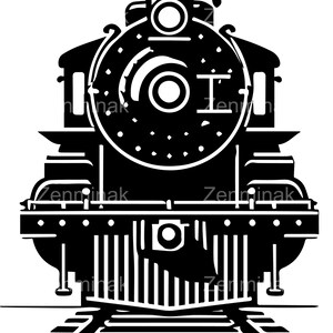 8 SVG Mountain Train SVG – Front View Steam Engine on Tracks Cut File ...