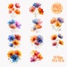 10 Watercolor Floral Clip Art PNG - Vibrant Blue, Yellow, and Orange ...