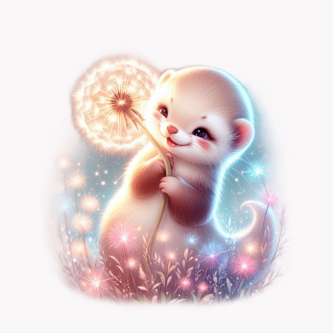 10 Magical Ferret PNG Clipart – Cute Fantasy Ferret Holding Glowing ...
