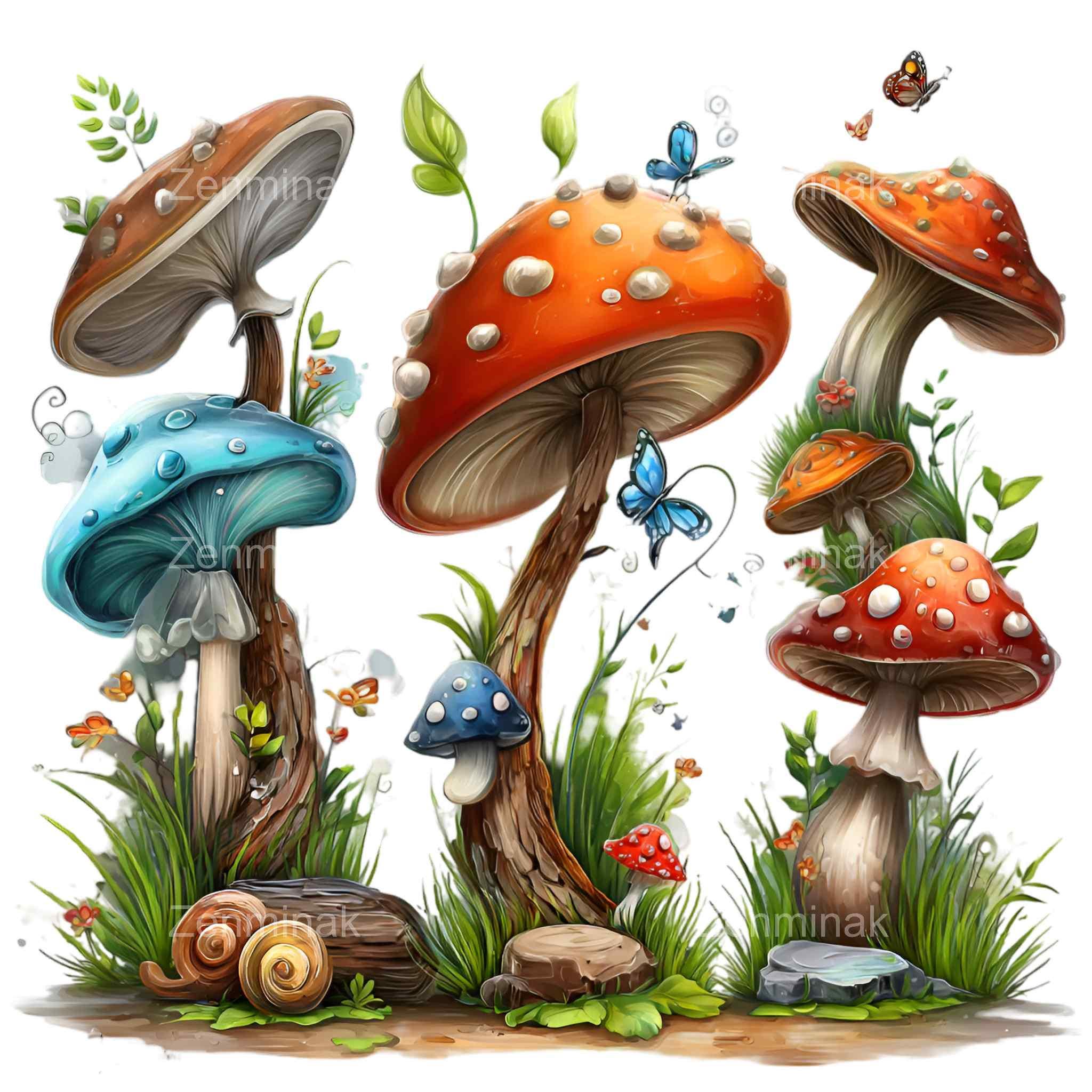 15 PNG Mushroom House Clipart, Fairy Garden Watercolor Gnome Home ...